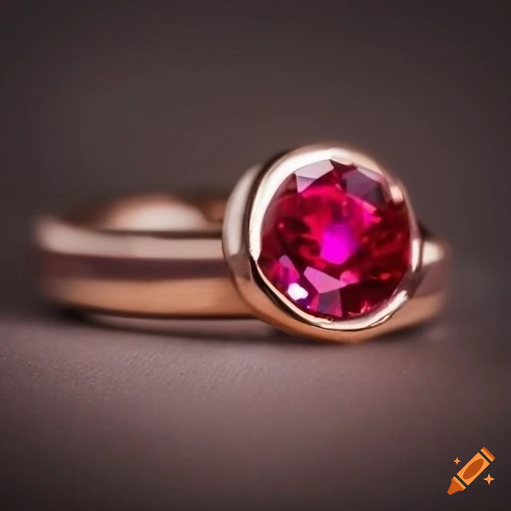 Fancy fantasy ring with a tiny ruby centerstone on Craiyon