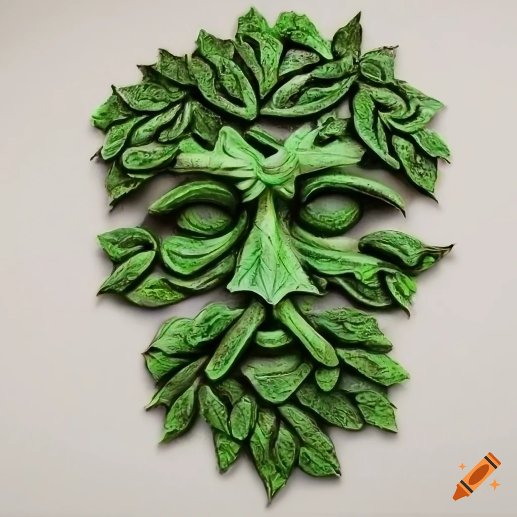 Celtic green man made of leaves on Craiyon