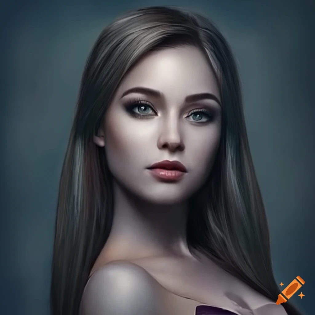 Photorealistic depiction of a young woman with droids on Craiyon