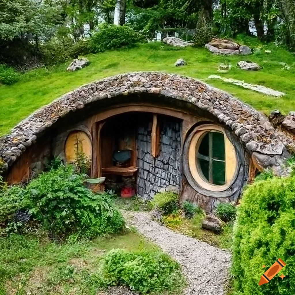 Stone hobbit house on Craiyon