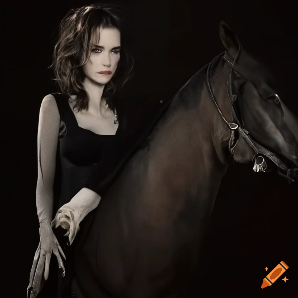 Photograph of winona ryder riding a horse
