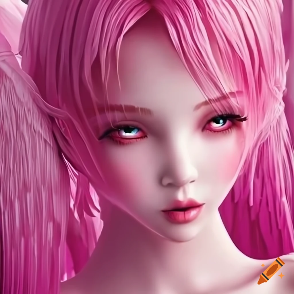 Pink angel in high definition on Craiyon