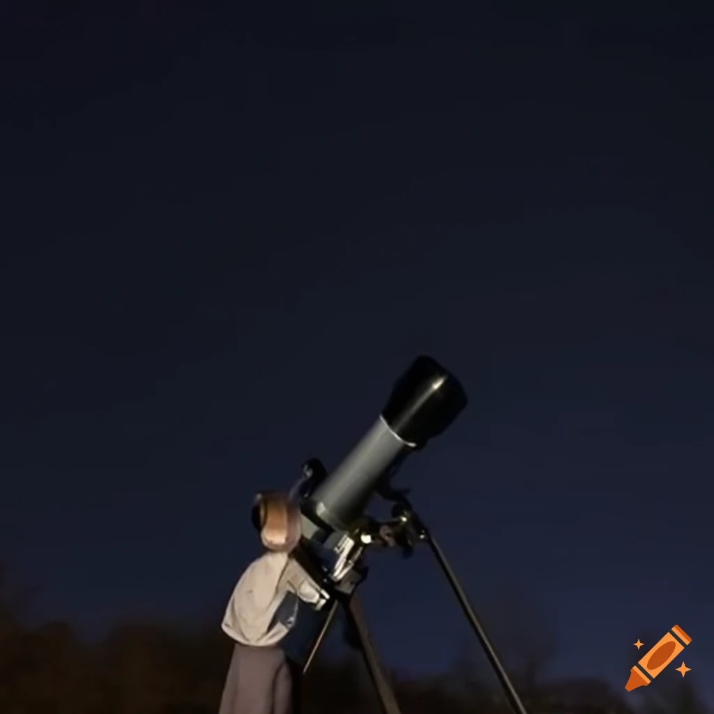 Astronomer looking through a telescope