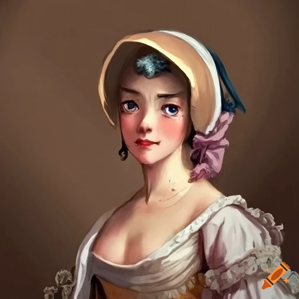 Portrait of a young woman in 18th century attire on Craiyon