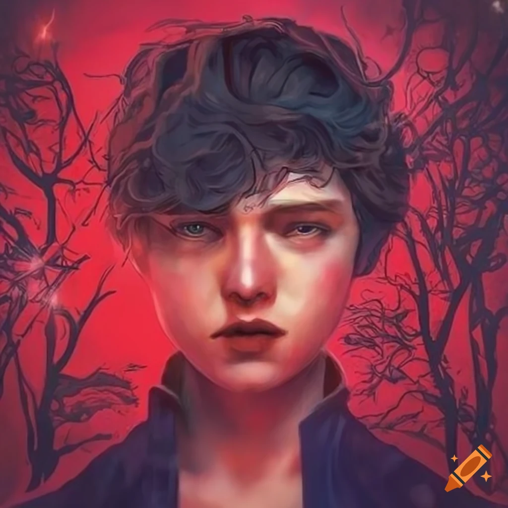 Book cover art depicting a young man leaving behind his troubled past ...