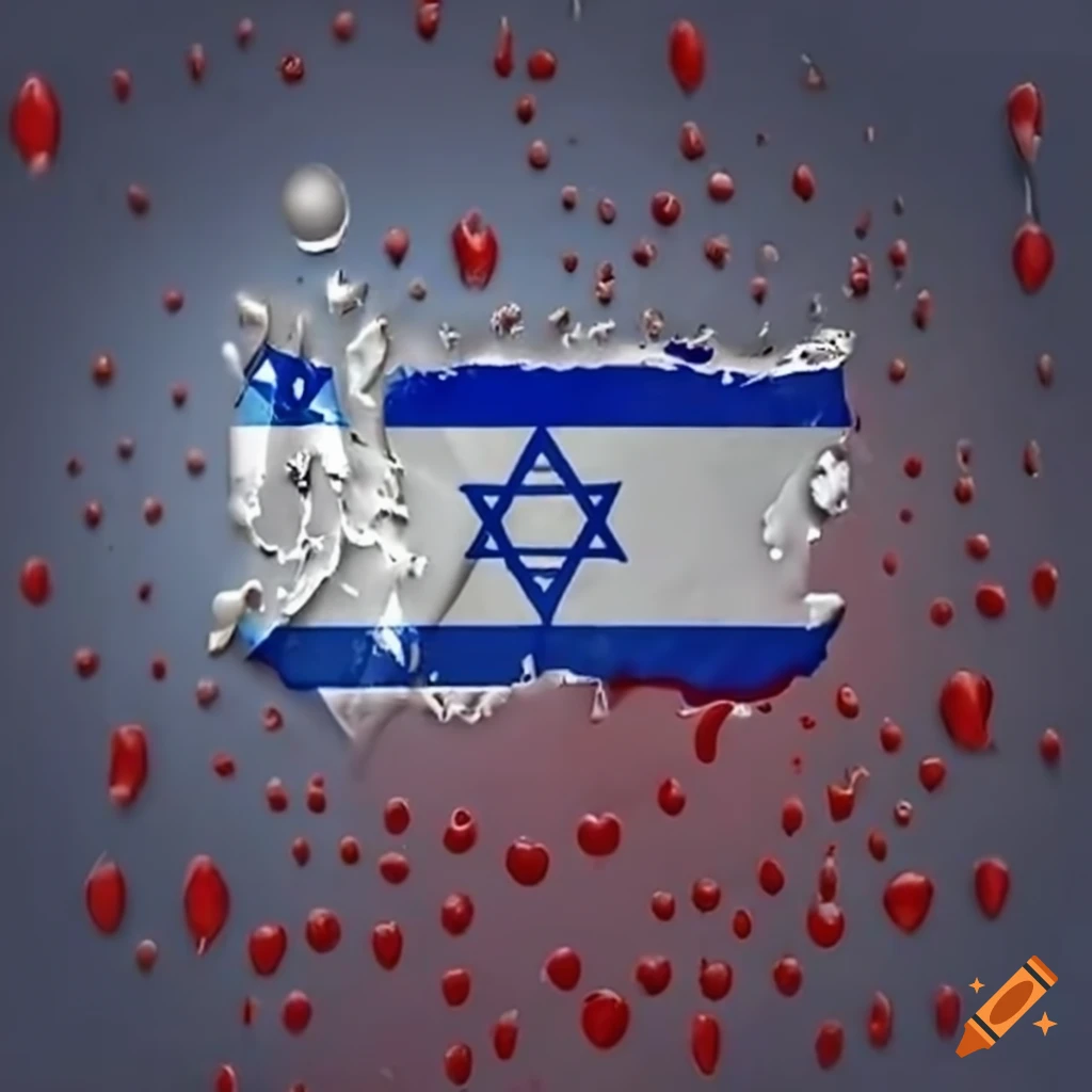 Image of the israeli flag with symbolic blood drops on Craiyon