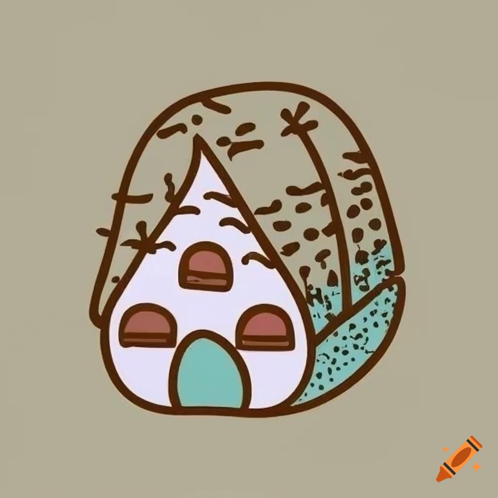 Kawaii logo inspired by cottage core and traditional japanese art