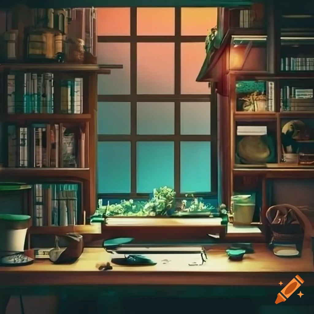 Study room with a herbal garden and medieval kitchen