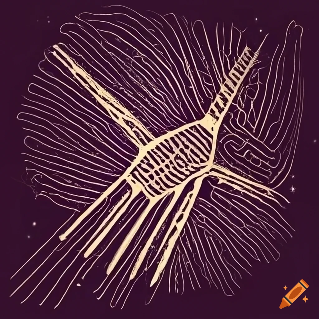Intricate nazca lines animal art with celestial backdrop on Craiyon