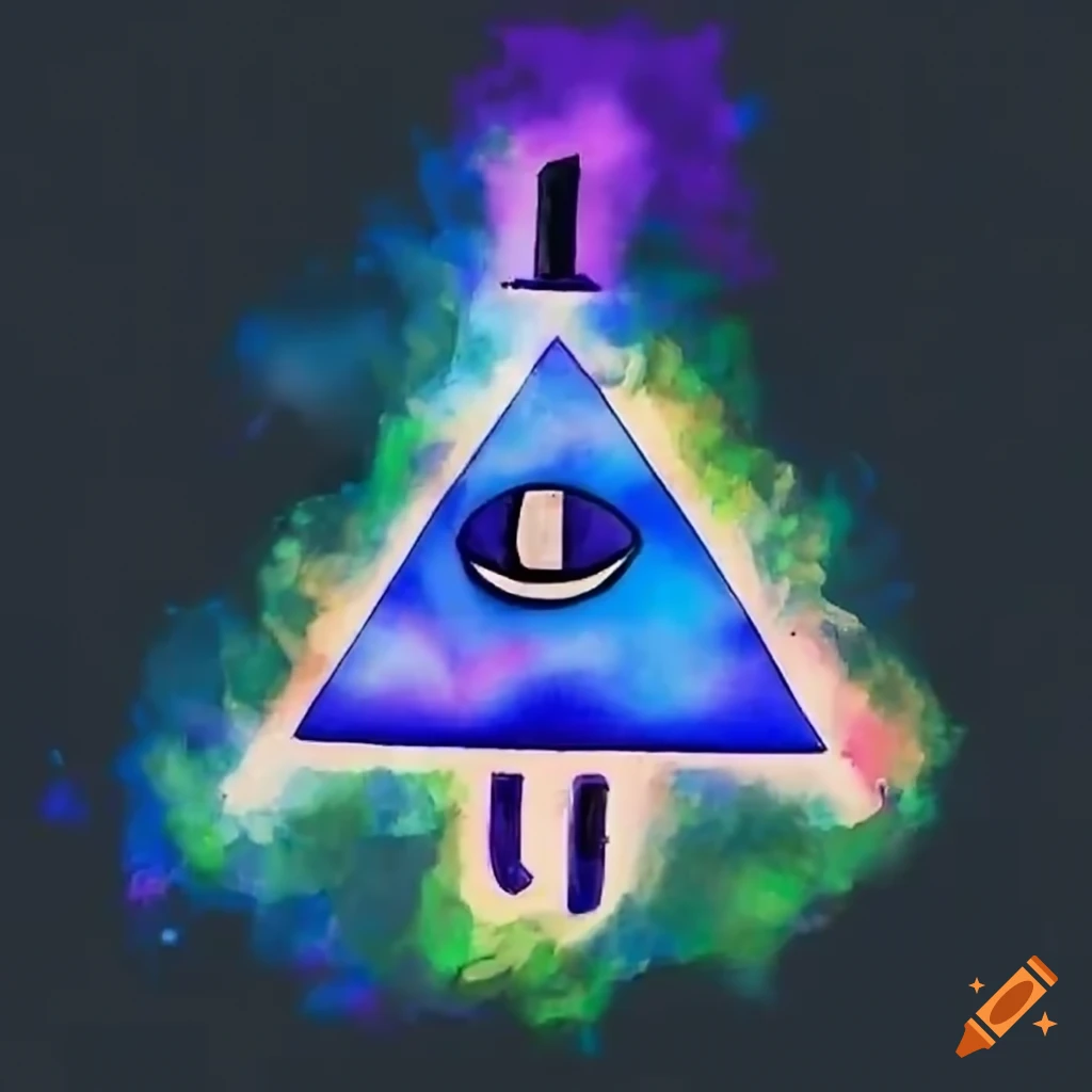 Bill Cipher with blue fire aura on Craiyon