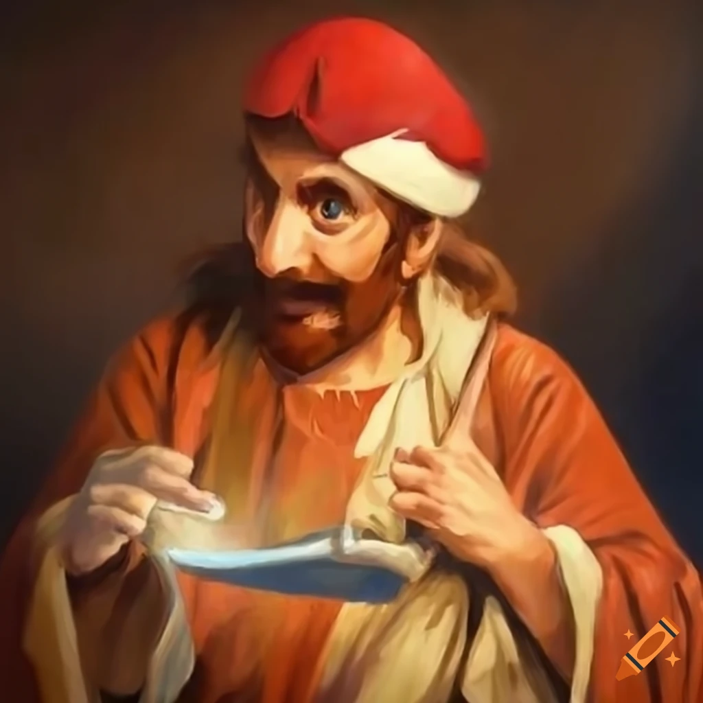 Mario character in a biblical painting