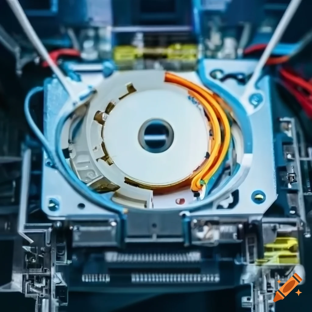 Close-up of a detailed mechanical panel with wires on Craiyon