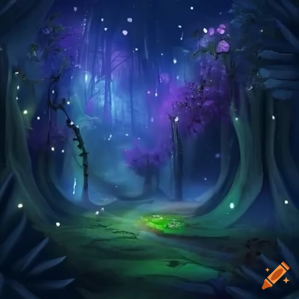 Elvish background with leaves and magic on Craiyon