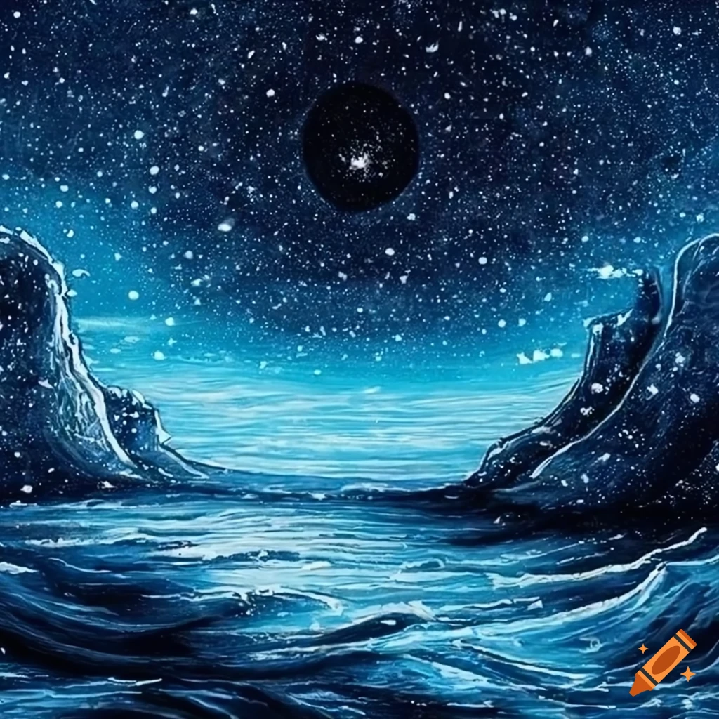 Ink pen drawing of island in stormy black sea on Craiyon