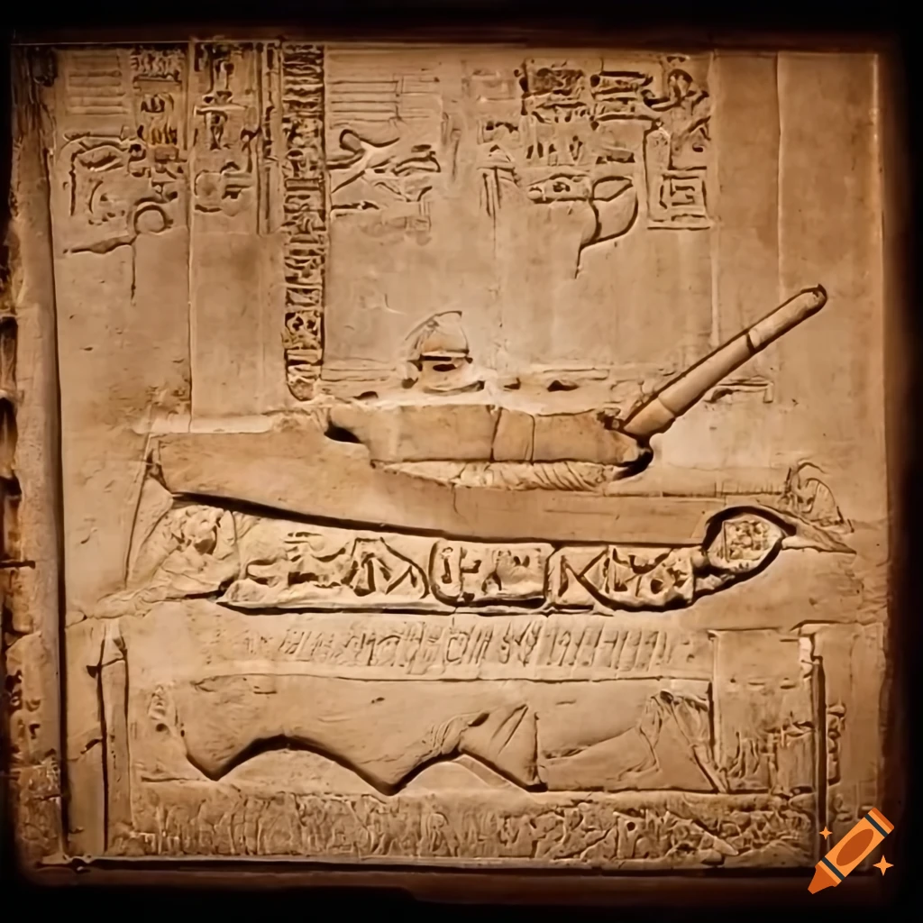 Ancient Egyptian relief depicting a tank on Craiyon