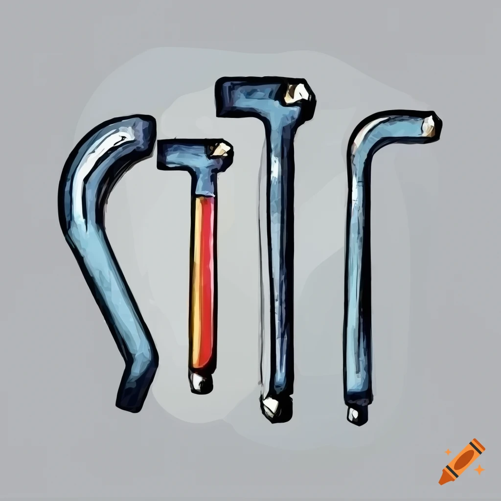 Watercolor illustration of a set of Allen wrench and hex keys on Craiyon