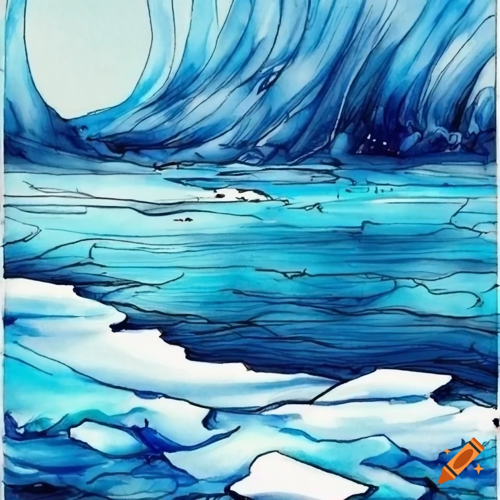 Pen drawing of an island in stormy sea on Craiyon