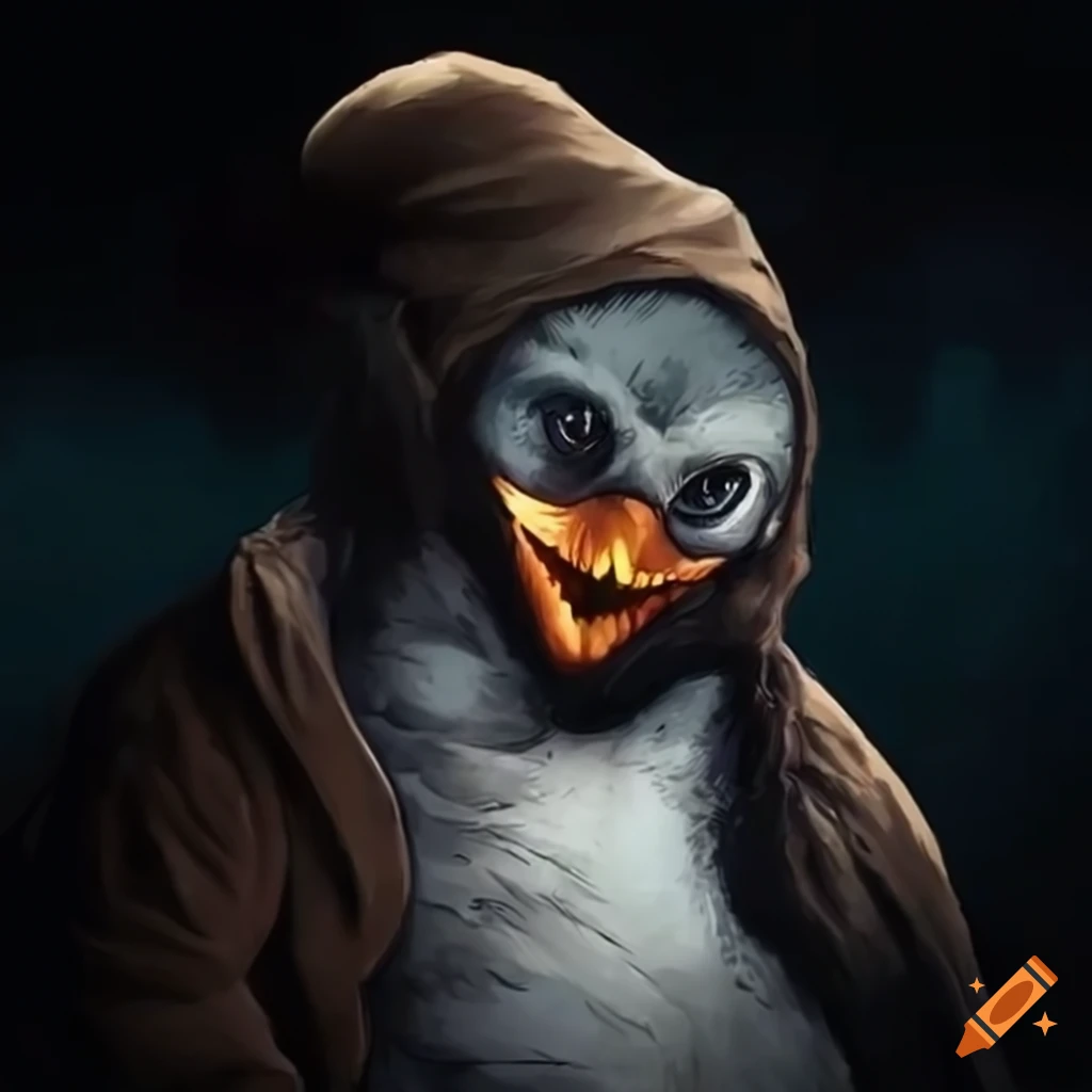 Scary penguin costume for halloween on Craiyon