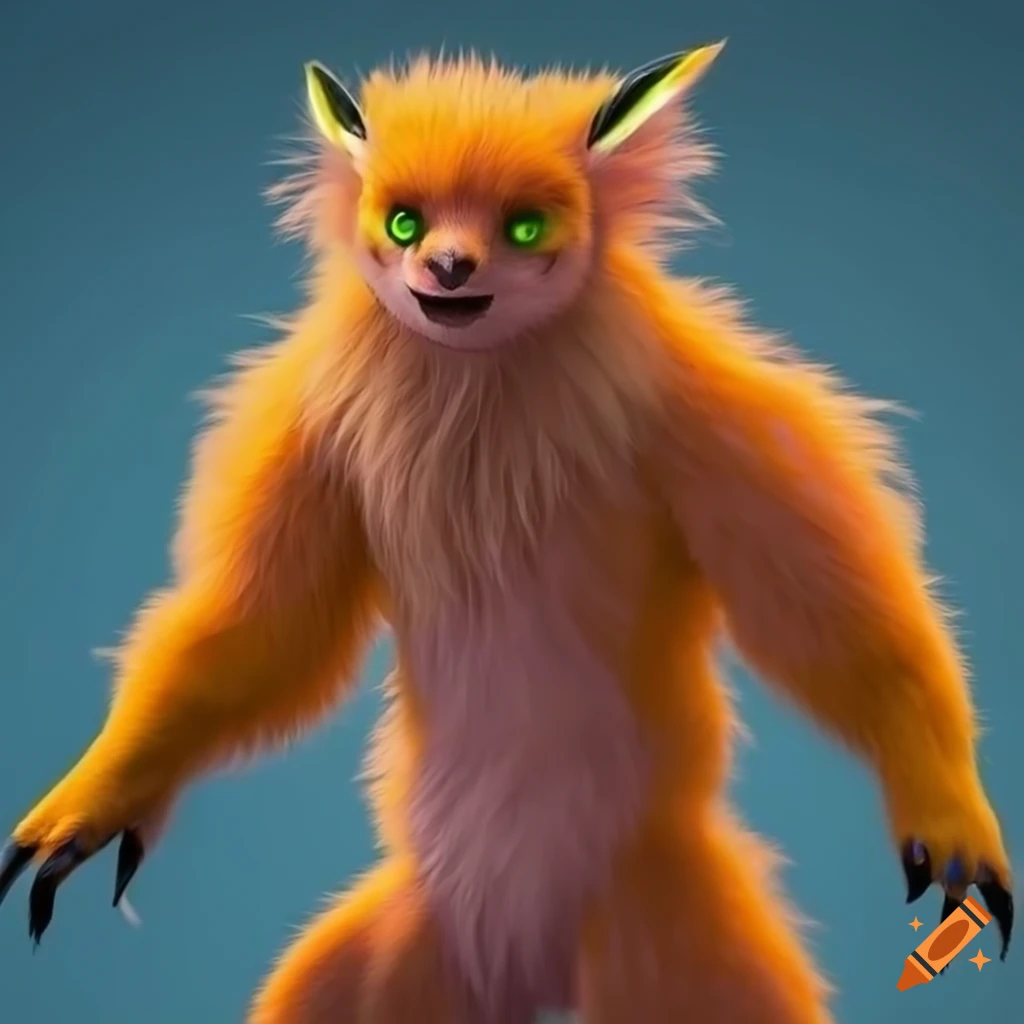 Vibrant furry creature blending into surroundings on Craiyon