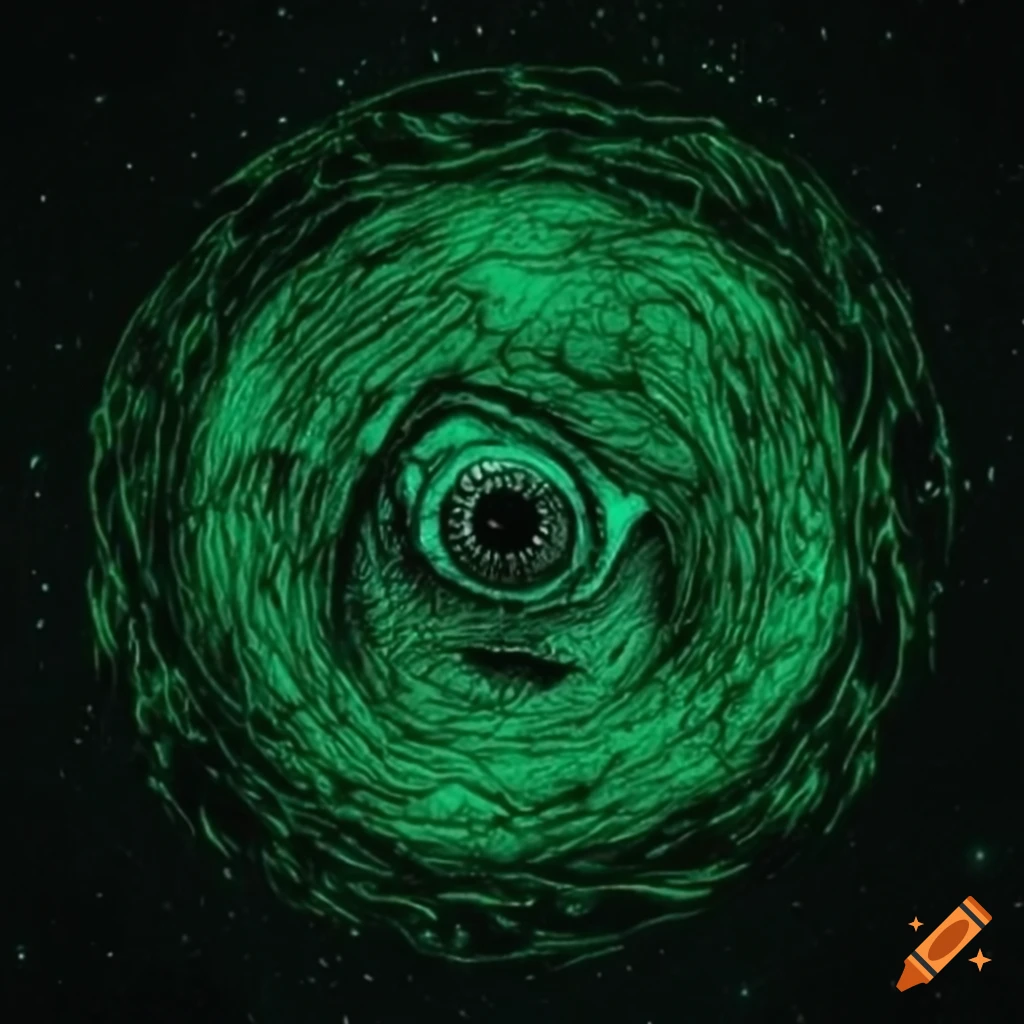 Green cosmic horror eye on Craiyon