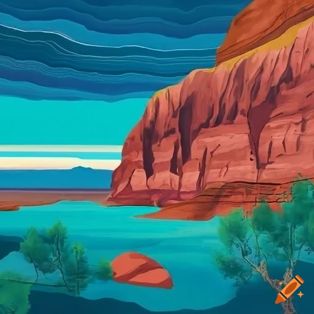 Landscape map inspired by georgia o'keefe's style on Craiyon