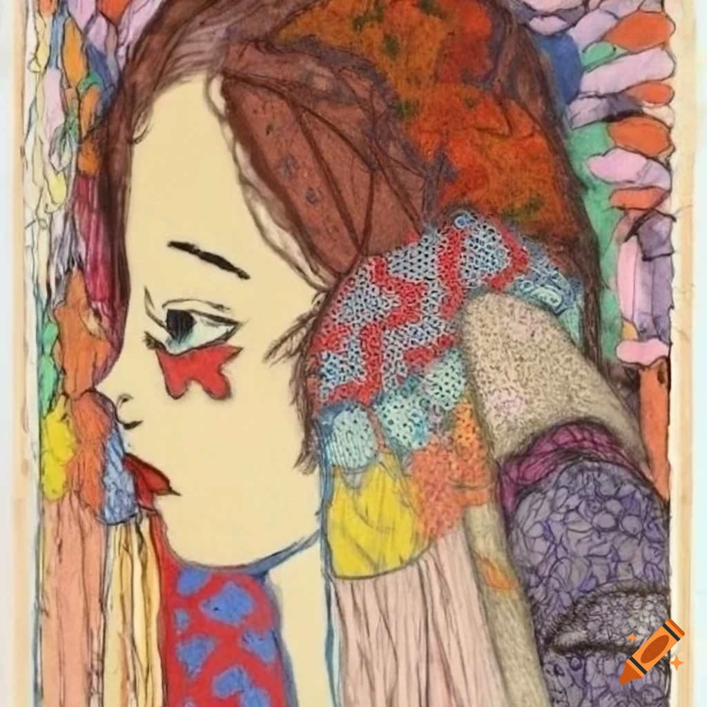 Abstract hand drawn art of yoshitaka amano anime e.sotoko fashion ...