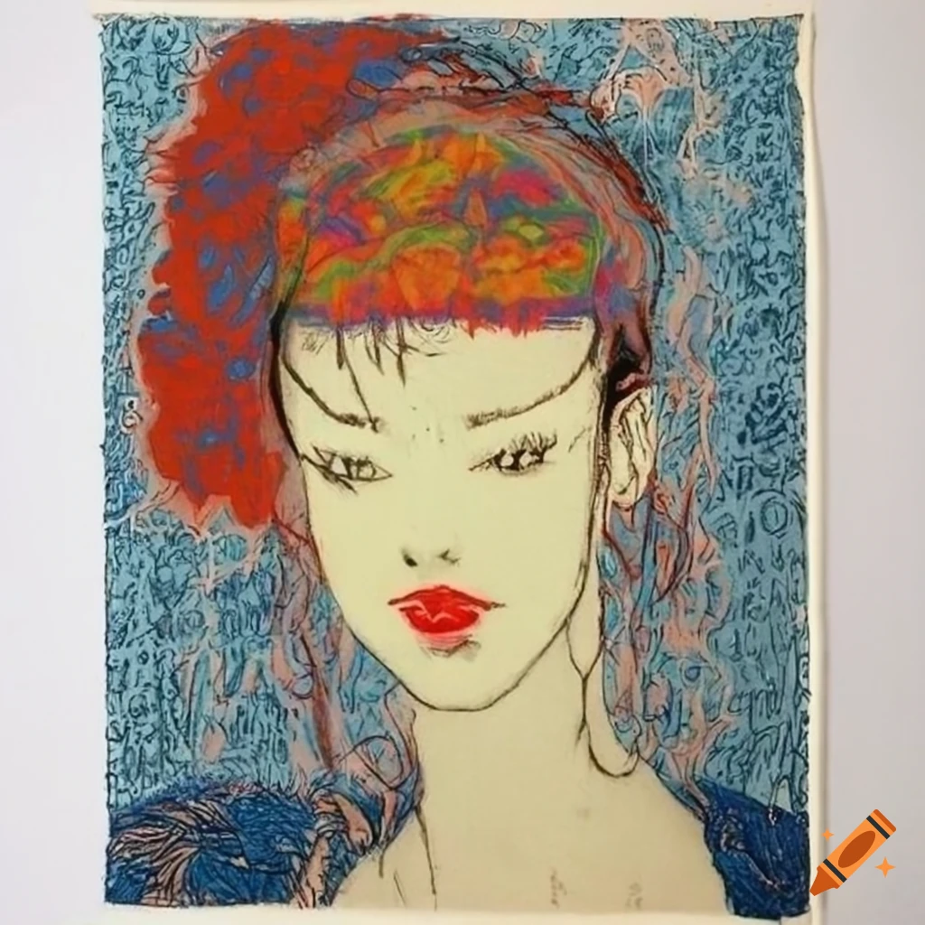 Portrait of yoshitaka amano anime e.sotoko fashion drawing on Craiyon