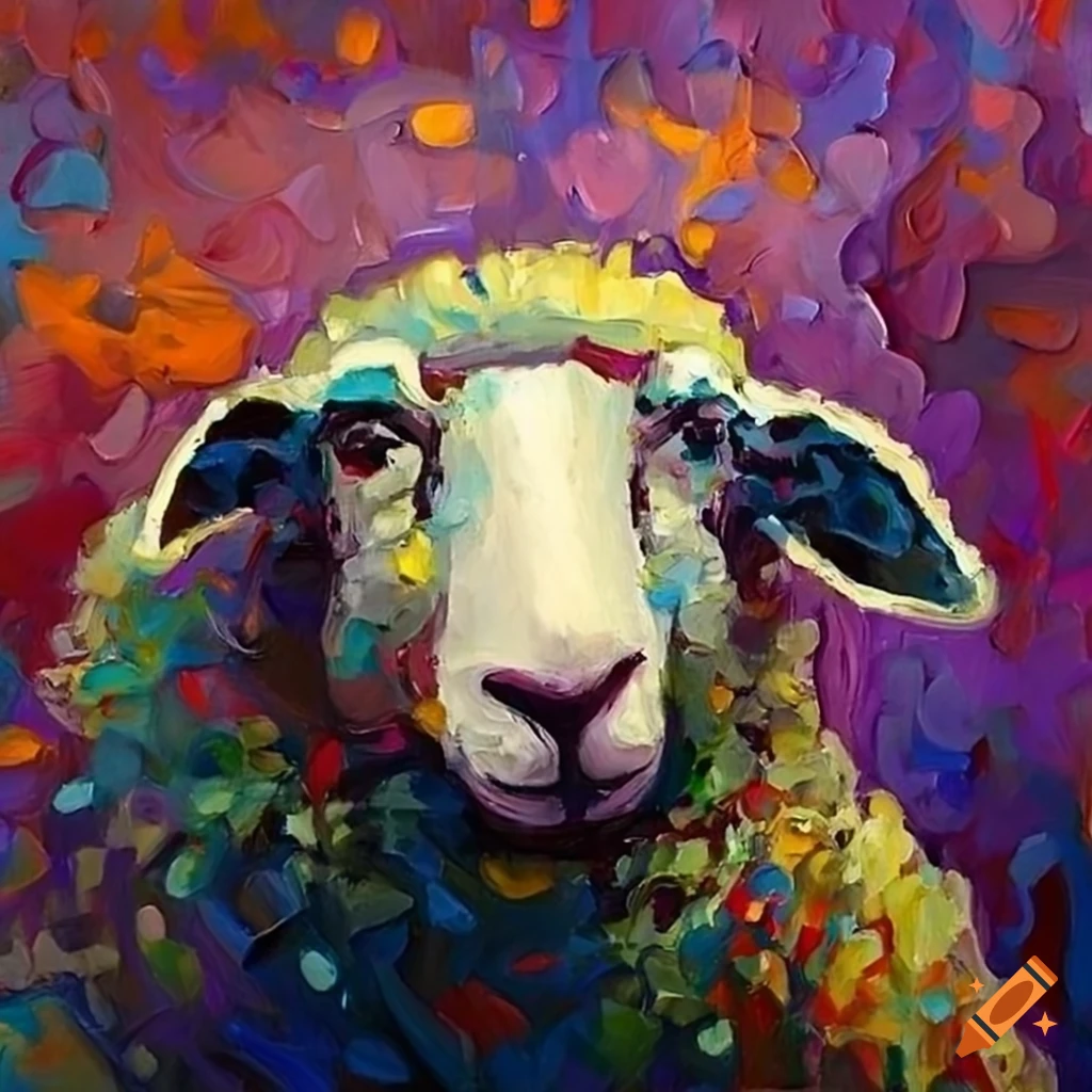 Abstract impressionist sheep artwork on Craiyon