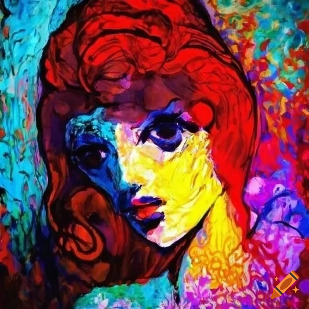 Colorful painting of sparkling wine bubbles in a picasso-inspired manga ...