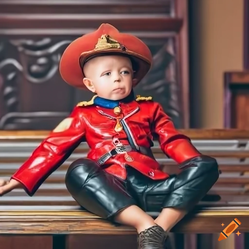 Portrait of a Canadian boy in a Mountie uniform on Craiyon