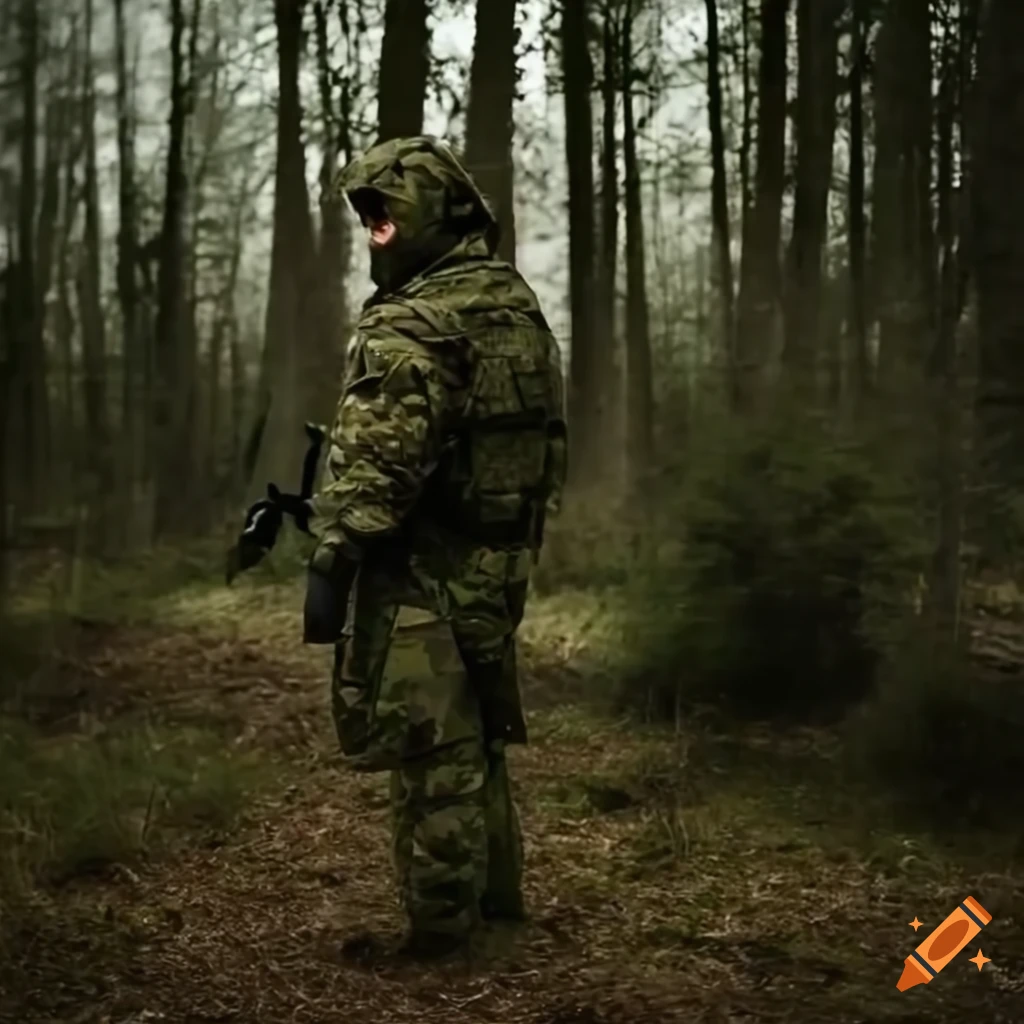 Multicam tactical vampire in a dark forest on Craiyon