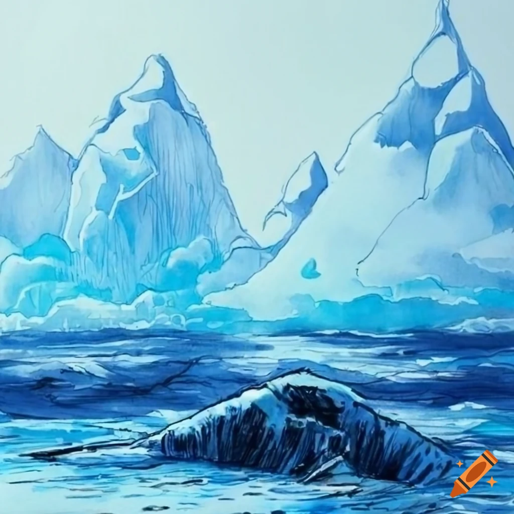 Ink pen drawing of island in stormy sea on Craiyon