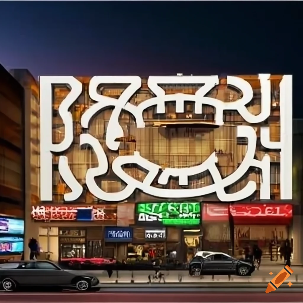 3D neon shopping mall with '3Lbuy' sign on Craiyon