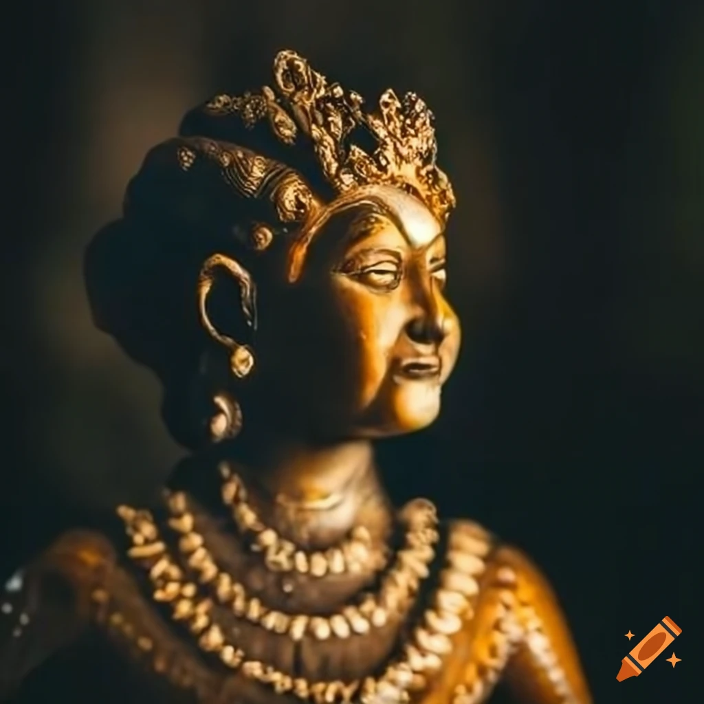 Statue of lord krishna in temple's prayer area on Craiyon