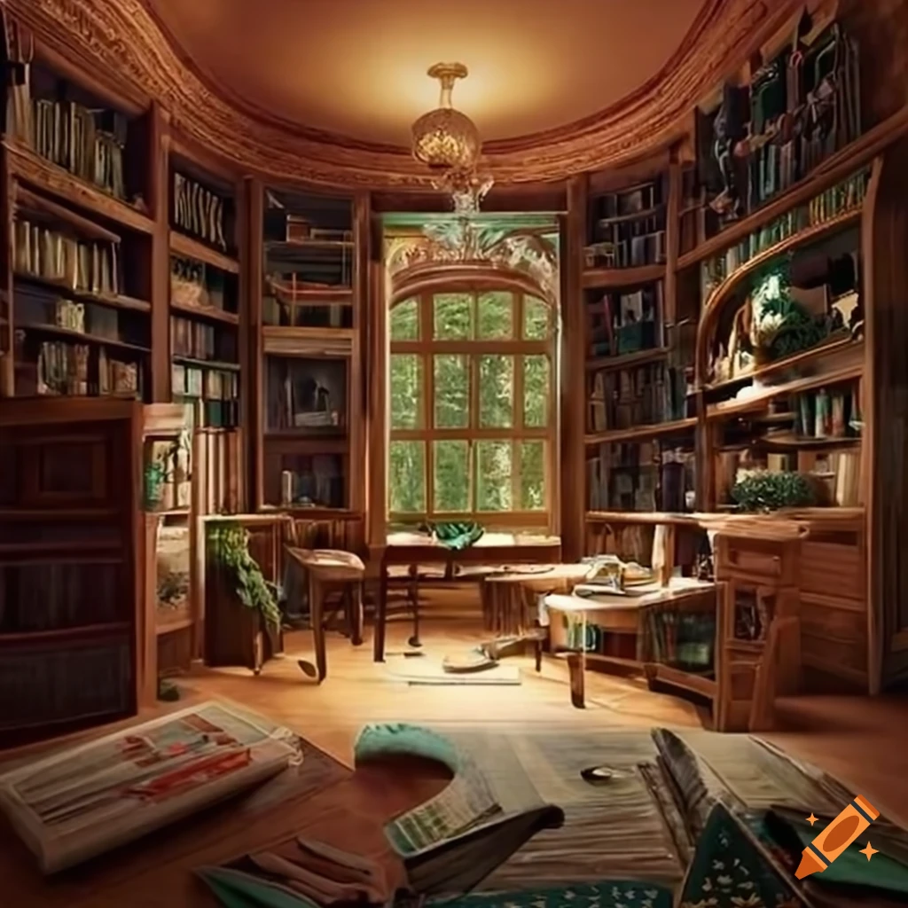 Impressive study room for practicing Arkaine magic on Craiyon