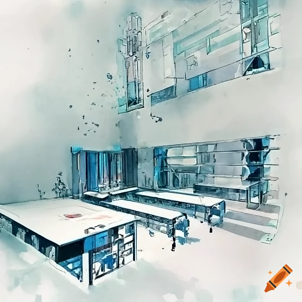 Floor plan of a robotics training building on Craiyon