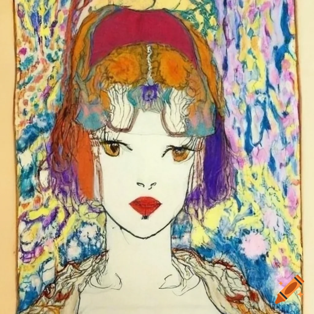 Abstract hand drawn art of yoshitaka amano anime e.sotoko fashion ...
