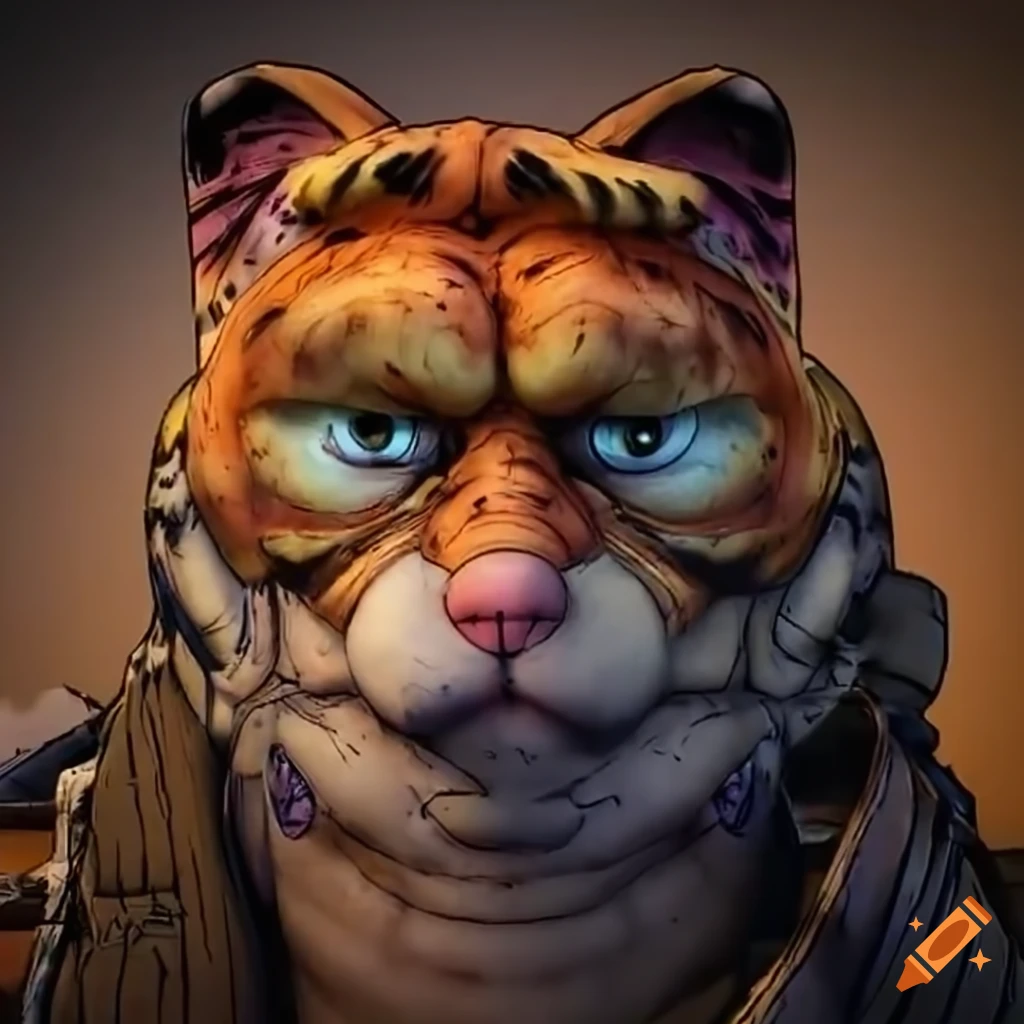 Realistic garfield in borderlands style on Craiyon
