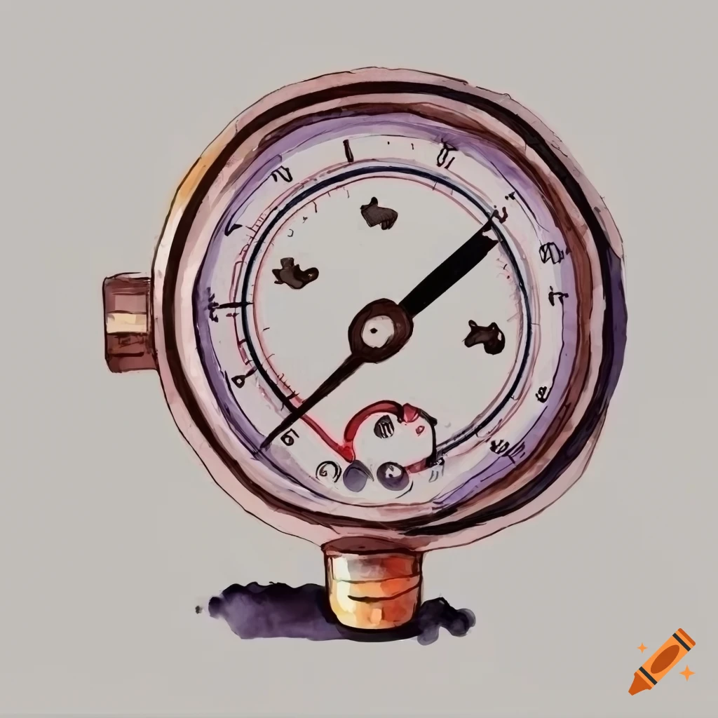 Watercolor illustration of a pressure gauge on Craiyon