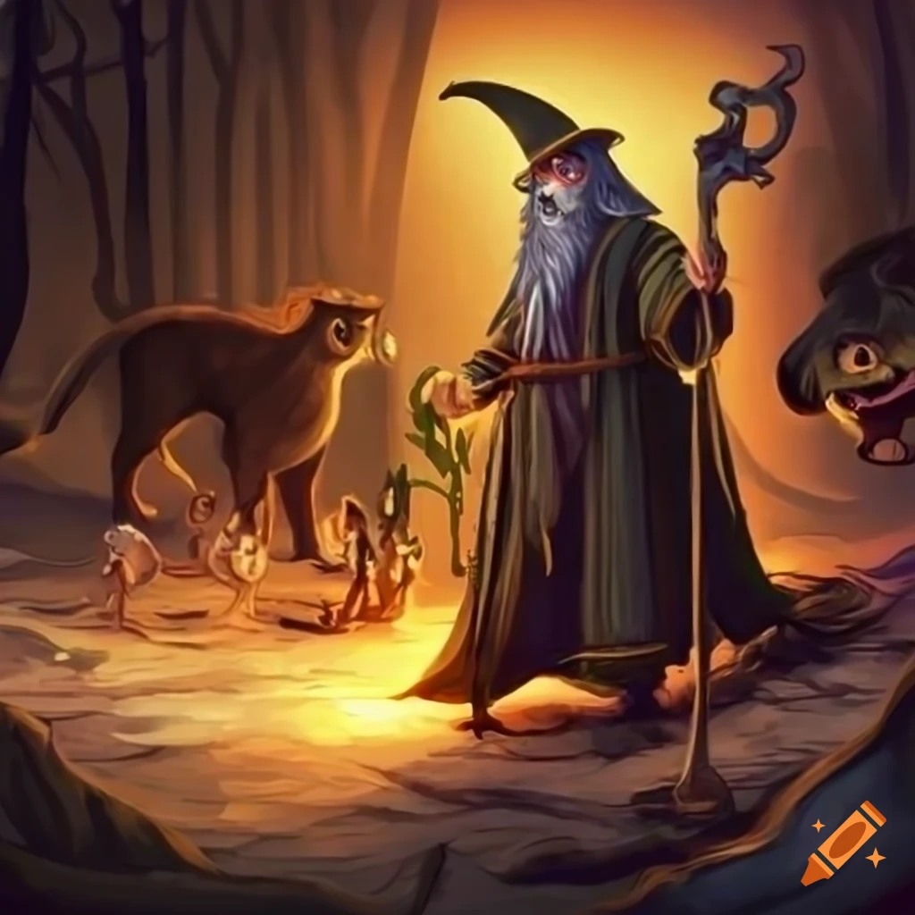 Stoner wizard tending to a 20 foot tall hemp plant in the clouds on Craiyon