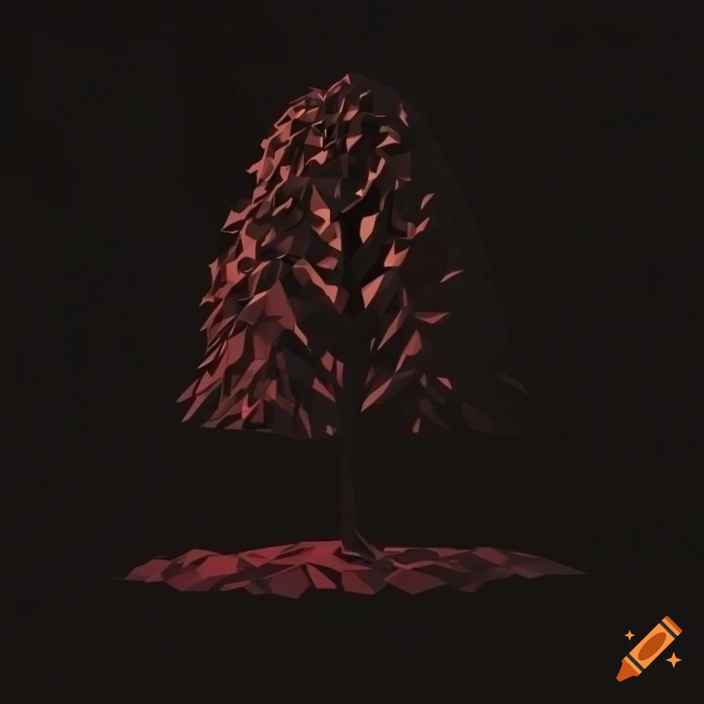 Low poly tree silhouette logo on Craiyon