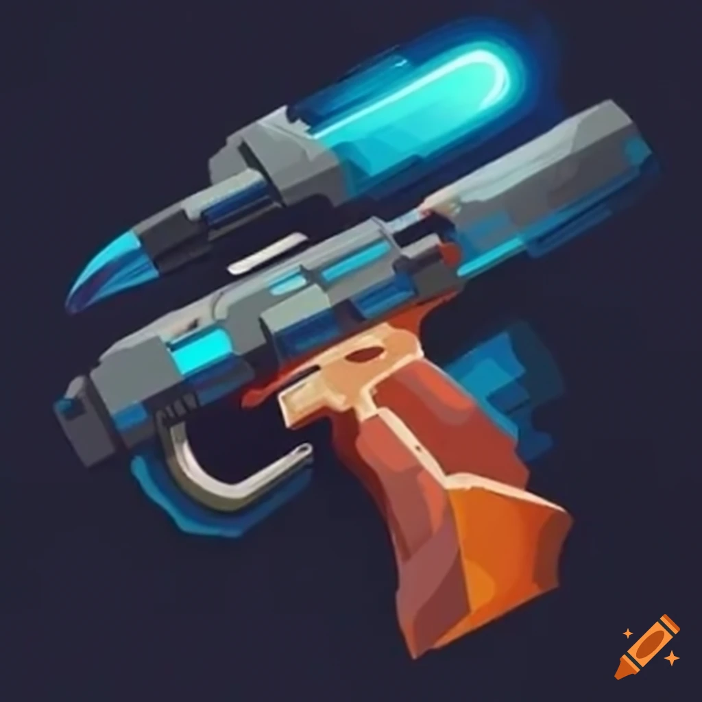 Image of a futuristic handgun shooting powerful blasts