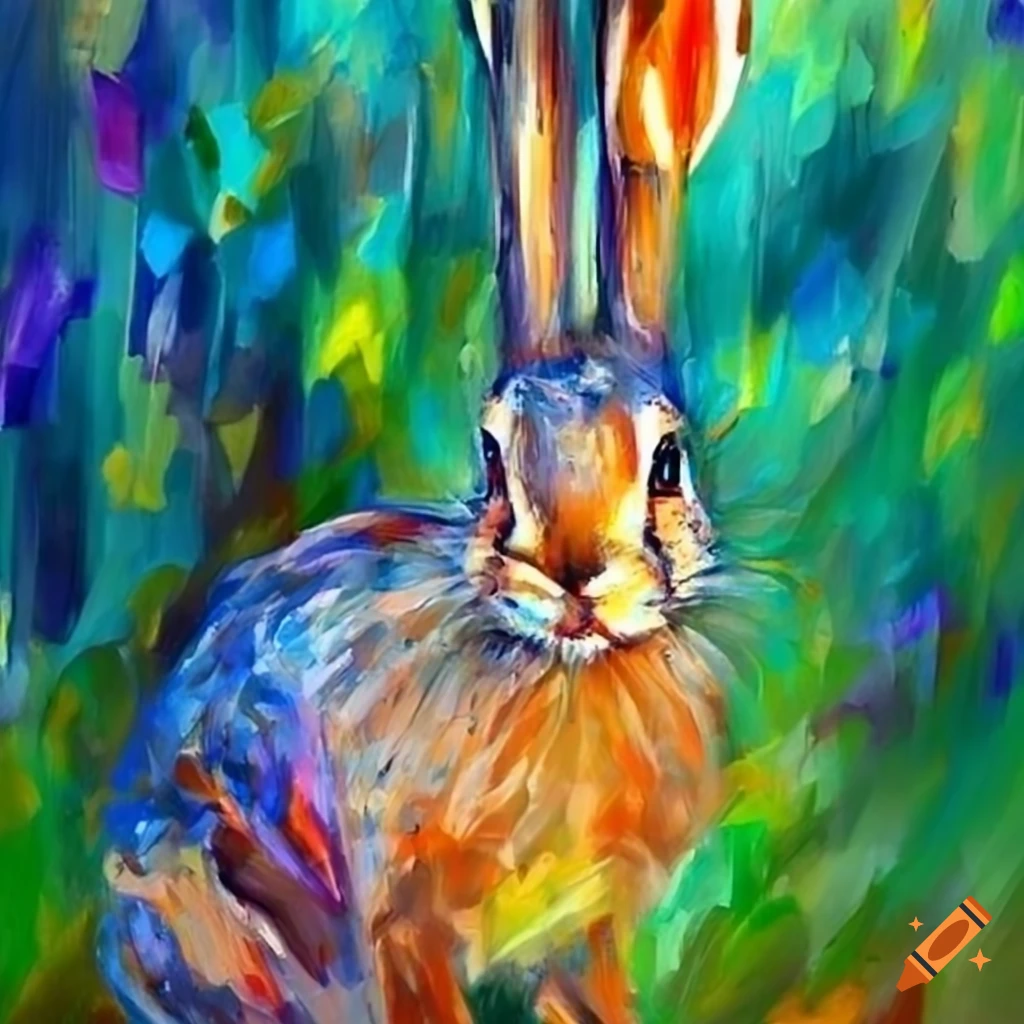 Abstract impressionist painting of a hare on Craiyon