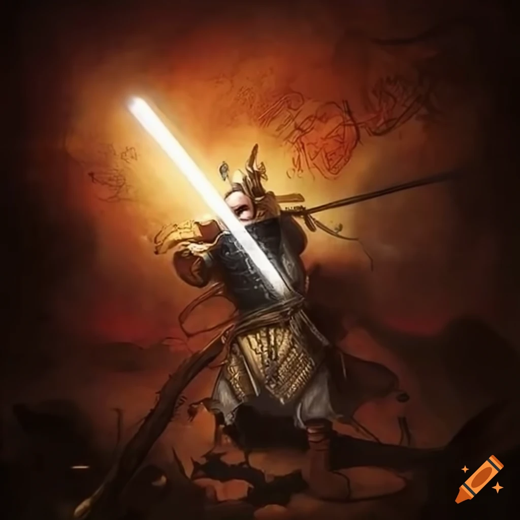 Artwork of a samurai with a light saber on Craiyon