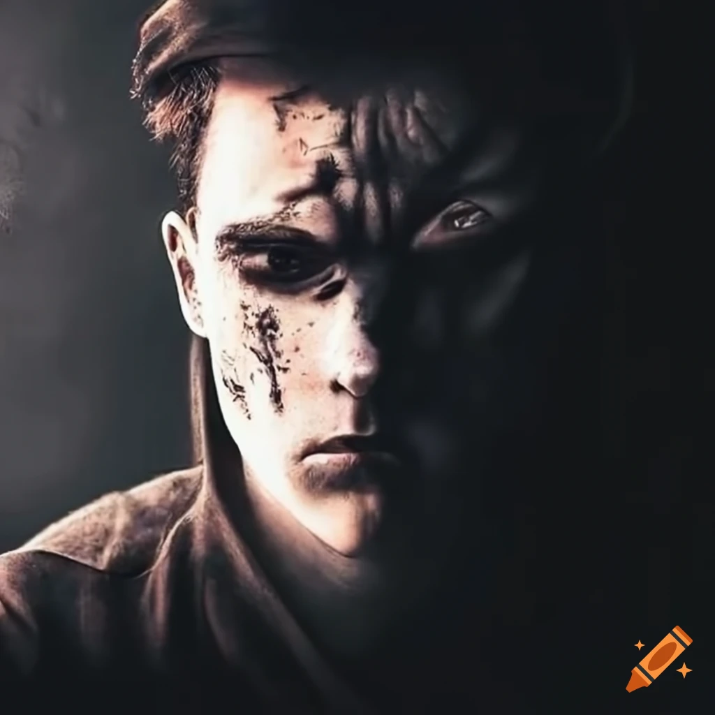 Portrait of a mysterious man on Craiyon