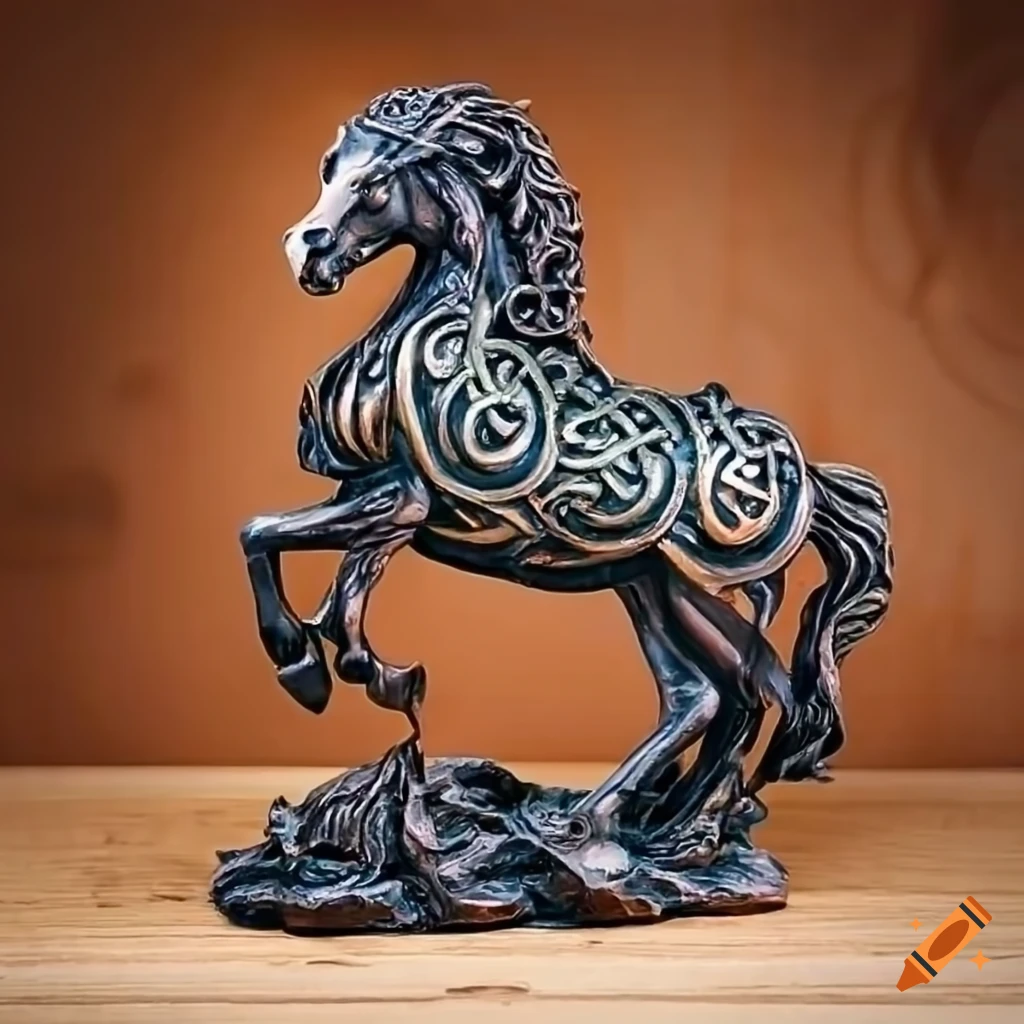 Celtic horse sculpture with riders on Craiyon