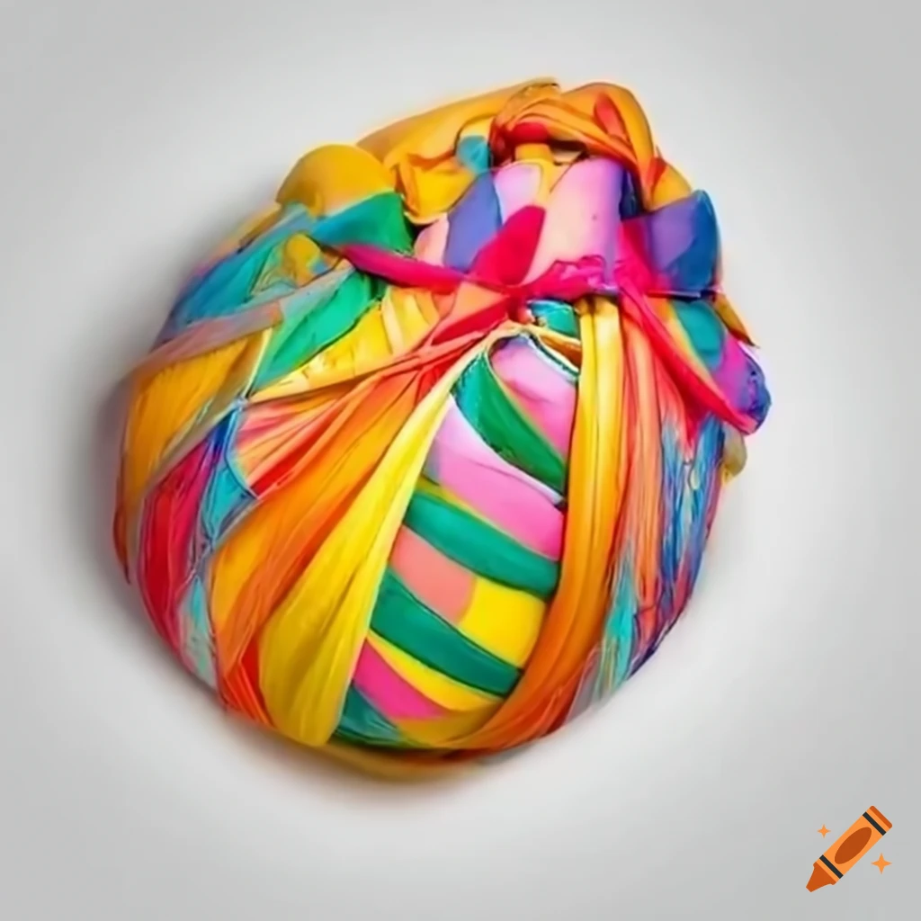 Abstract artwork of a figure wrapped in a colorful cocoon on Craiyon