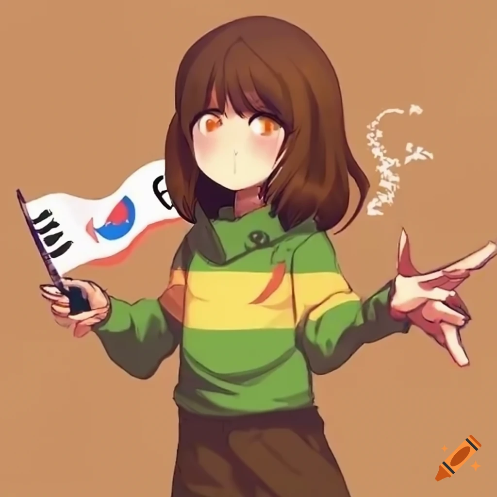 Chara from undertale with a south korea flag on Craiyon