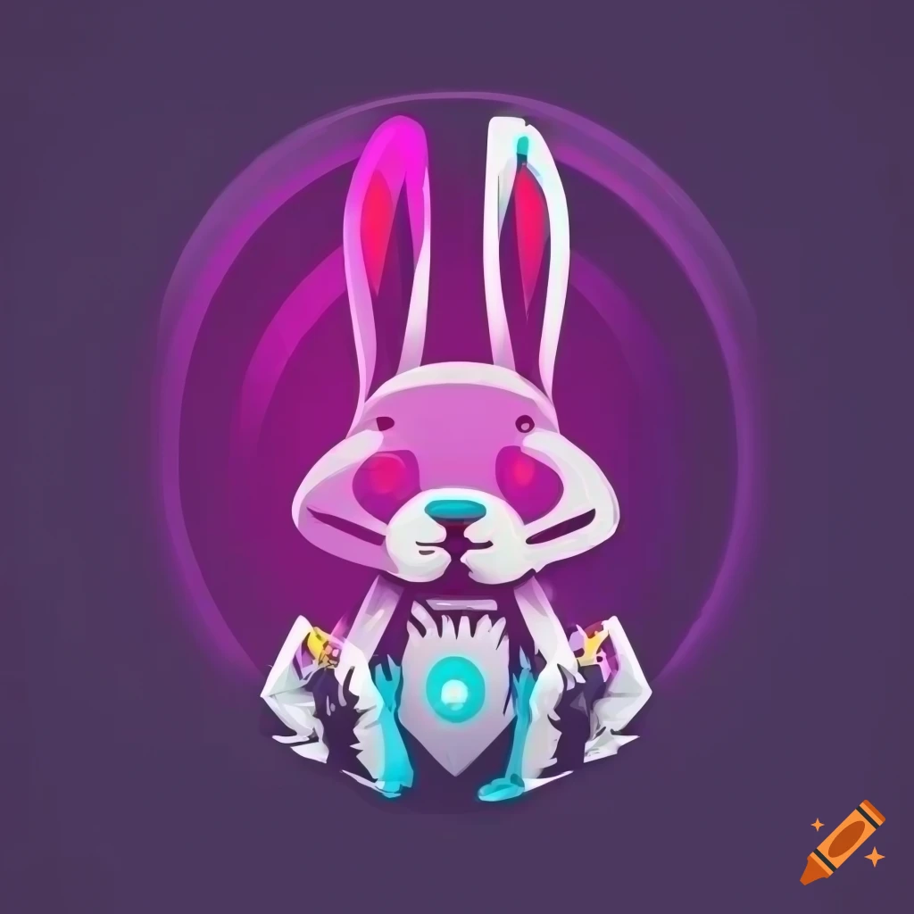 Vector logo of a cyber rabbit on Craiyon