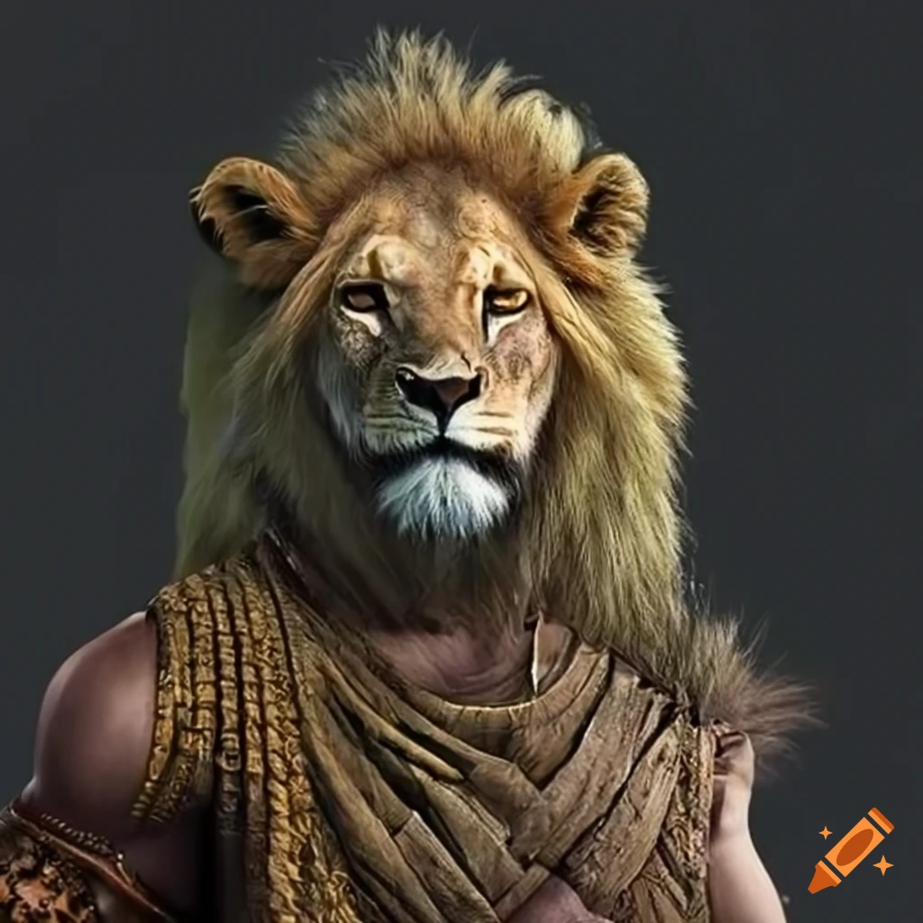 Illustration of a celtic warrior with lion headdress on Craiyon